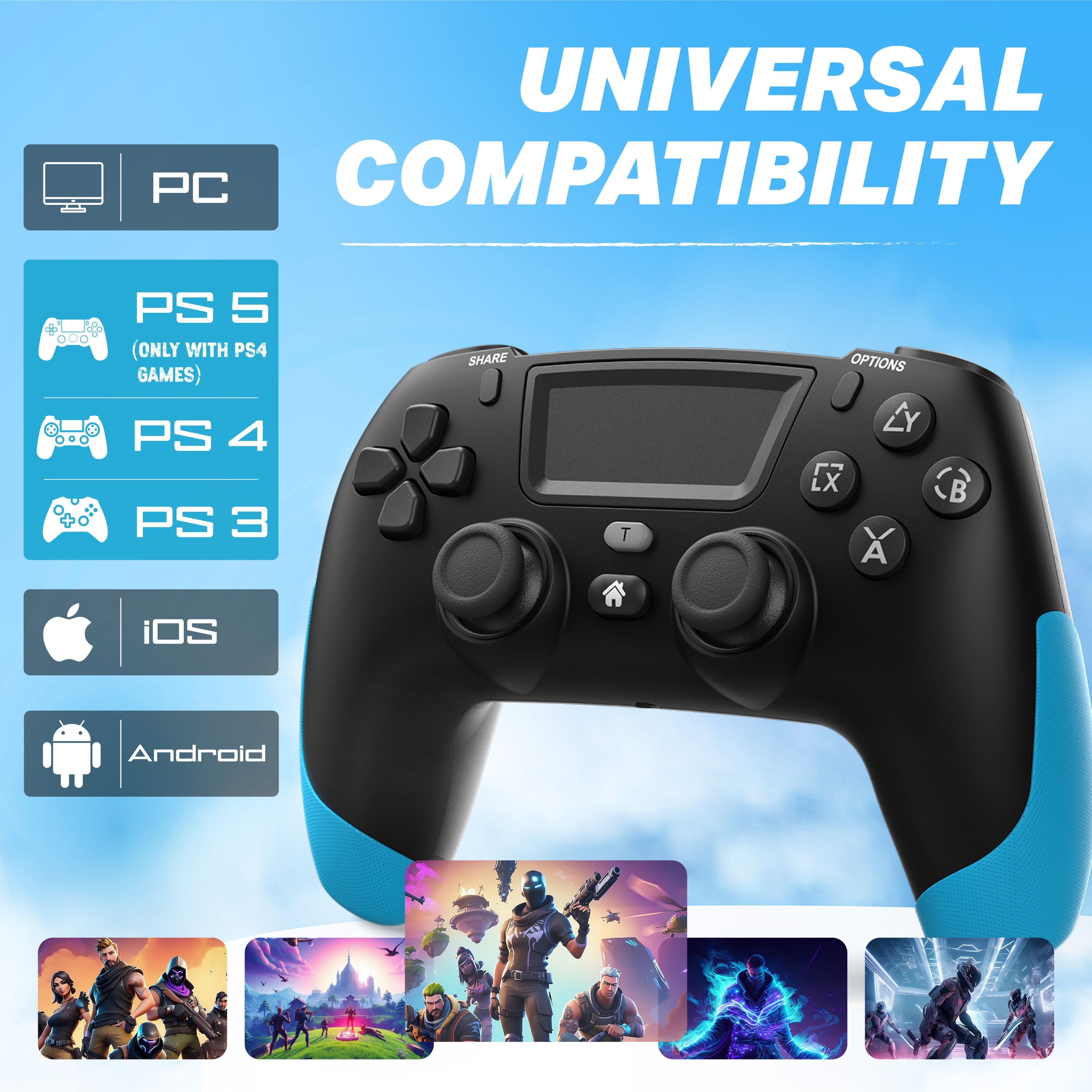 SMART PS (Black) - PS4®/PC/Android®/iOS® Wireless Controller – NiTHO